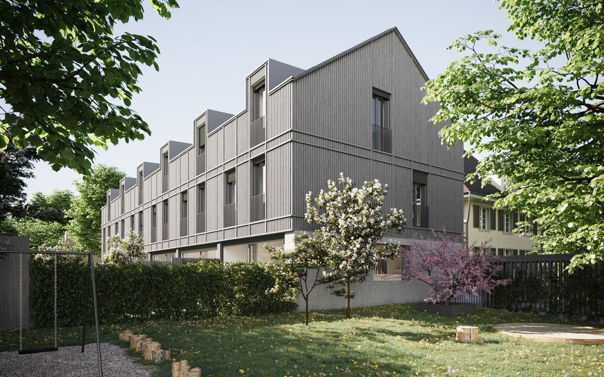 Semi-detached family homes on Statthalterstrasse in Bern-Bümpliz ...